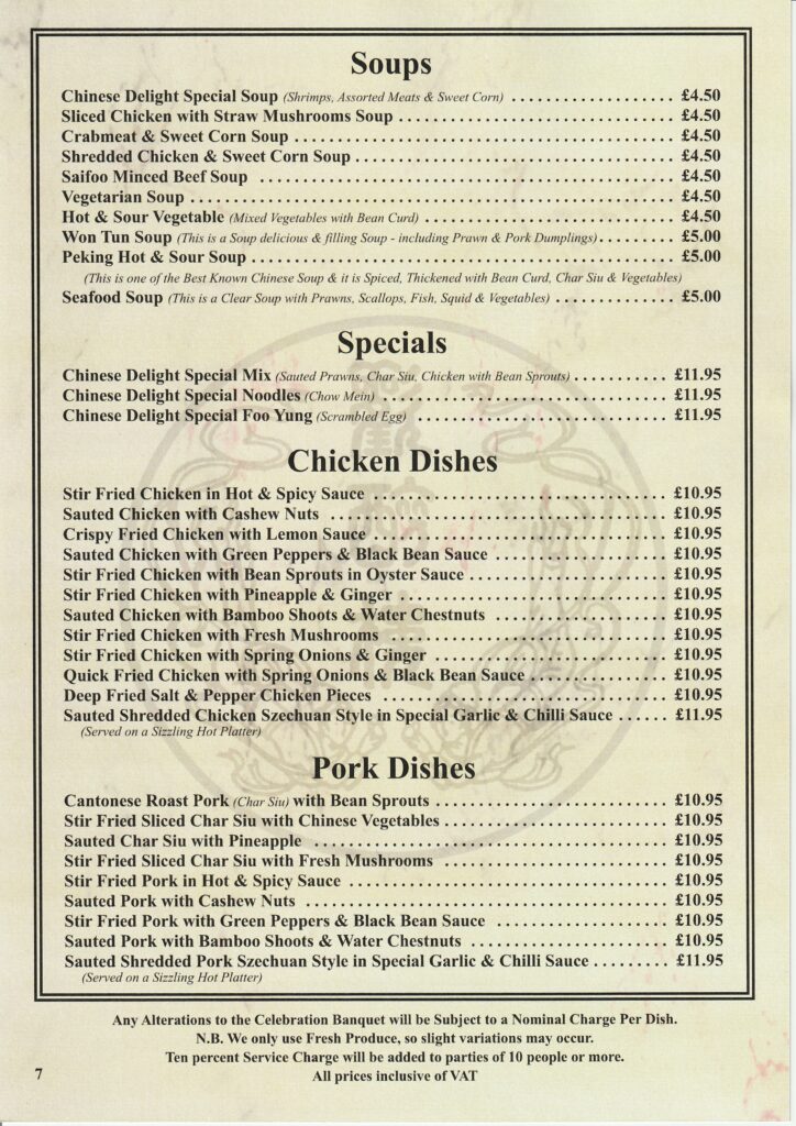 Main Menu | Chinese Delight Frodsham